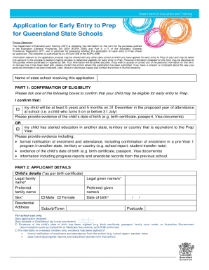 Fillable Online ithacacreekss eq edu Early Entry to Prep - Application ...