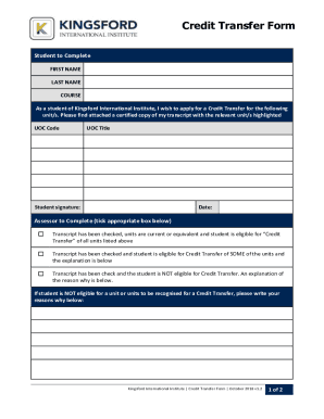 Fillable Online Credit Transfer Form-OCT16 Fax Email Print - pdfFiller