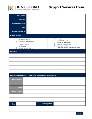 Fillable Online Support Services Form-OCT16 Fax Email Print - pdfFiller