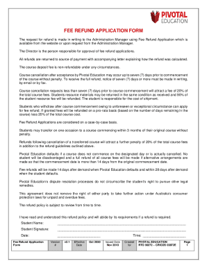 Fillable Online Application for Fee Refund Example - DocumentsHub ...