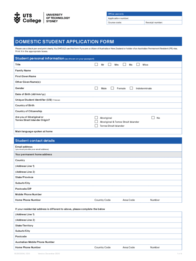 Fillable Online UTS-International-students-PG-application-formTravel ...