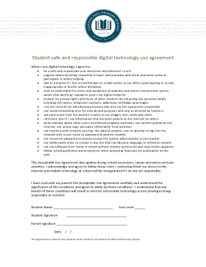 Fillable Online Acceptable Use Agreement- Primary School TemplateAppendix A: Sample Acceptable ...