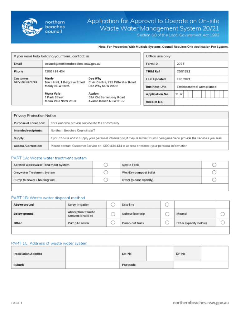 Fillable Online FormsNorthern Beaches CouncilUltraviolet Disinfection ...