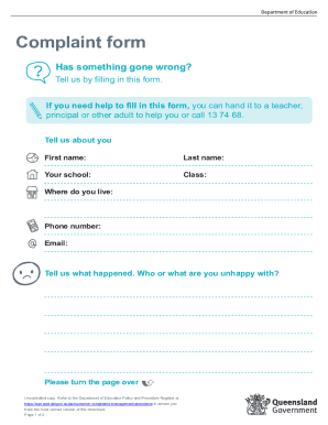 Fillable Online Child friendly complaint form. Child friendly complaint ...