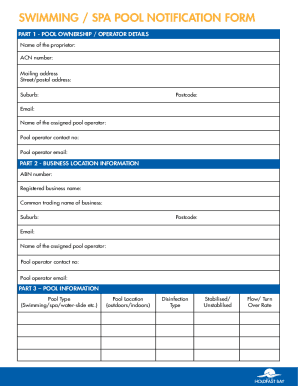 Fillable Online SWIMMING / SPA POOL NOTIFICATION FORM Fax Email Print ...