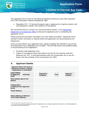 Fillable Online Licence to harvest koi carp application form - DOC Fax ...