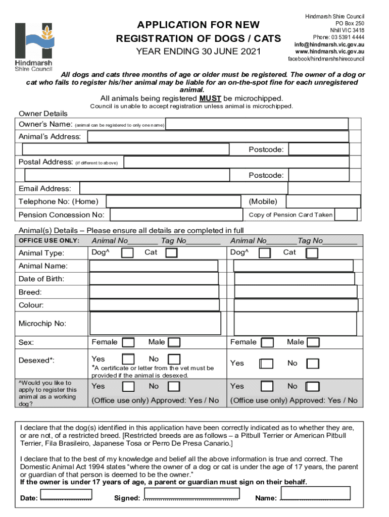 Fillable Online New Animal Registration Form 2019 2020.docx Fax Email ...