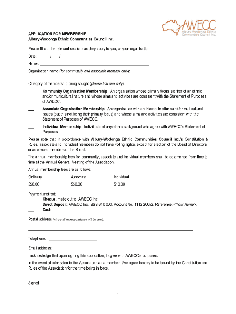 Fillable Online Who we are - AWECC Inc. - Albury-Wodonga Ethnic ... Fax Email Print - pdfFiller