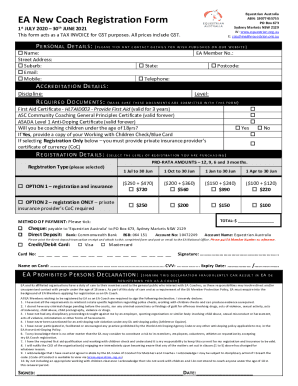 Fillable Online EA New Coach Registration Form Fax Email Print - pdfFiller