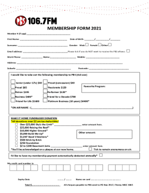 Fillable Online MEMBERSHIP FORM 2021 - PBS FM Fax Email Print - pdfFiller