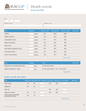 Fillable Online RACGP - Health records order form - racgp.org.au Fax ...
