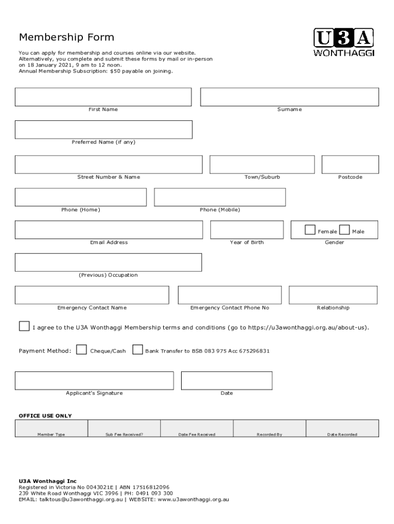 Fillable Online Create Free Membership Application Forms - TypeformFREE ...