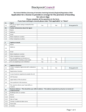 Fillable Online Animal Boarding application form (Animal Welfare ...