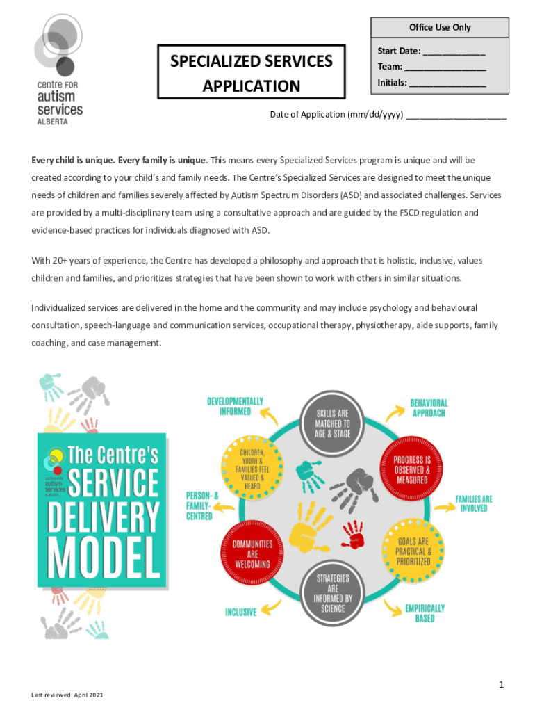 Fillable Online Office Use Only SPECIALIZED SERVICES Start Date ...
