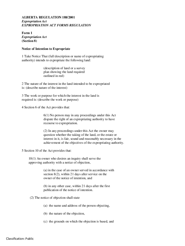 Fillable Online Notice of Intention to Expropriate Form. Notice Fax ...