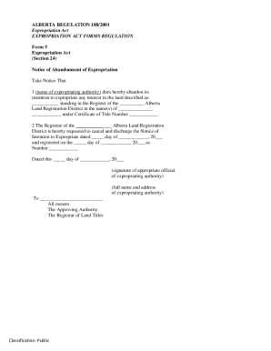 Fillable Online Notice of Abandonment of Expropriation Form. Form Fax ...