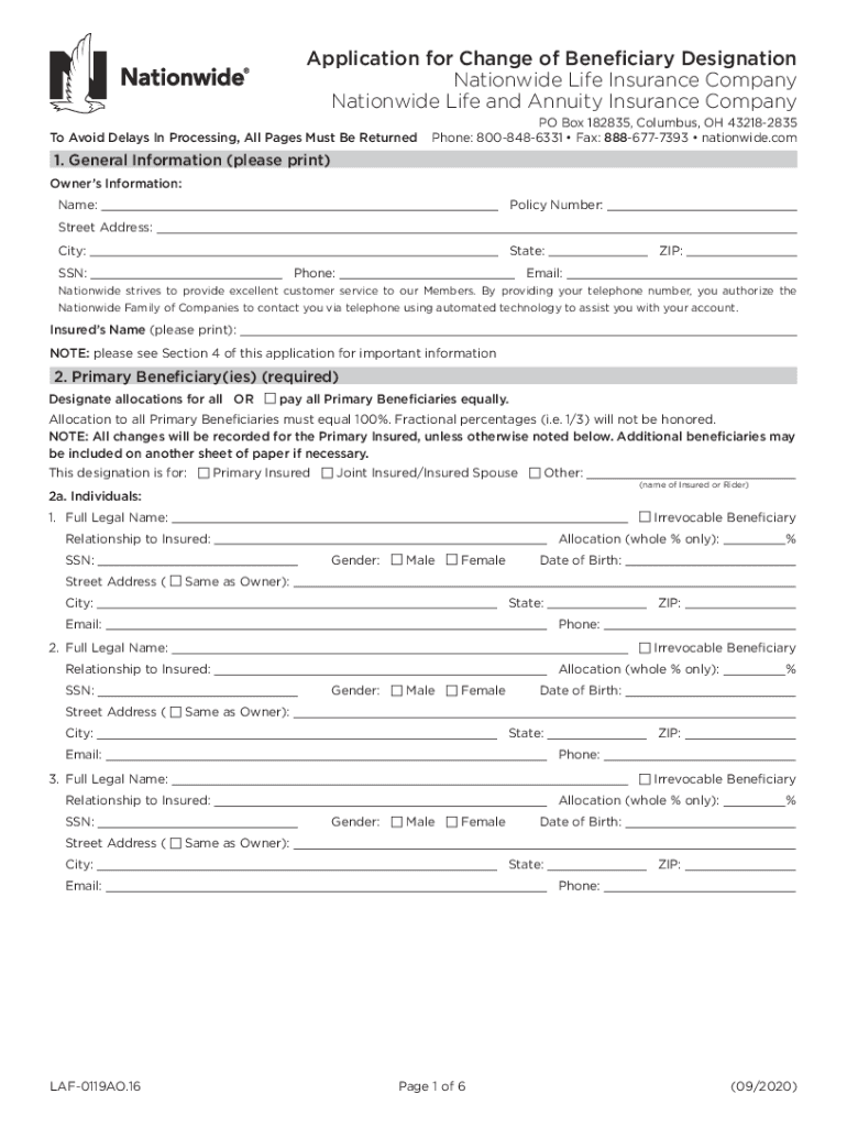 Fillable Online Nationwide Form Apo 5309e - Fill Online, Printable ...