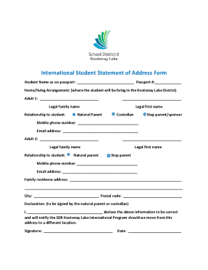 Fillable Online international sd8 bc International Student Statement of ...