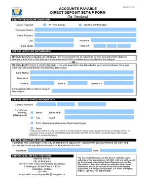Fillable Online ACCOUNTS PAYABLE DIRECT DEPOSIT SET-UP FORM Fax Email ...