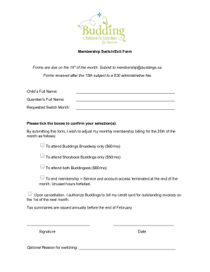 Fillable Online Membership Switch/Exit Form Fax Email Print - pdfFiller