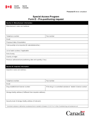 Fillable Online Special Access Program Form D Pre-Positioning Request ...