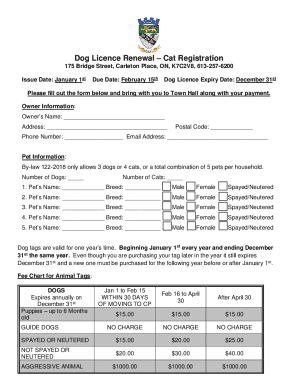 Fillable Online Dog and Cat Licence Form Fax Email Print - pdfFiller