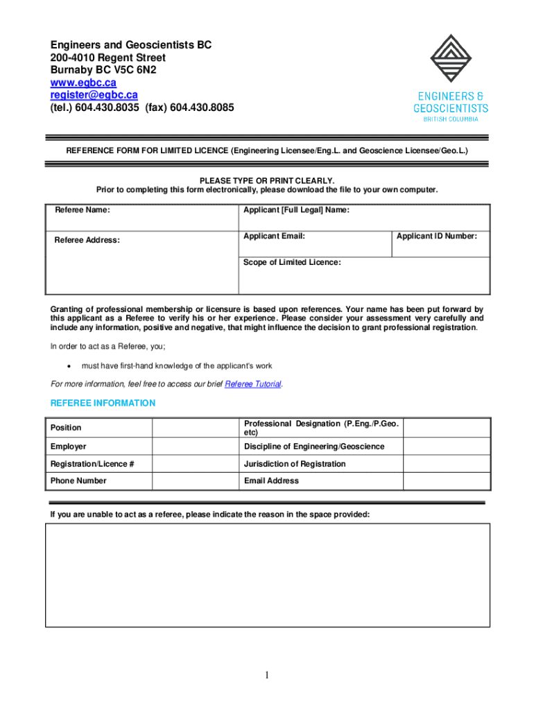 Fillable Online Engineers and Geoscientists BCEngineers and ...
