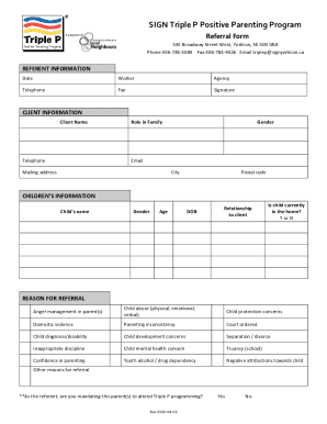 Fillable Online Triple P: Positive Parenting ProgramChildren's ...