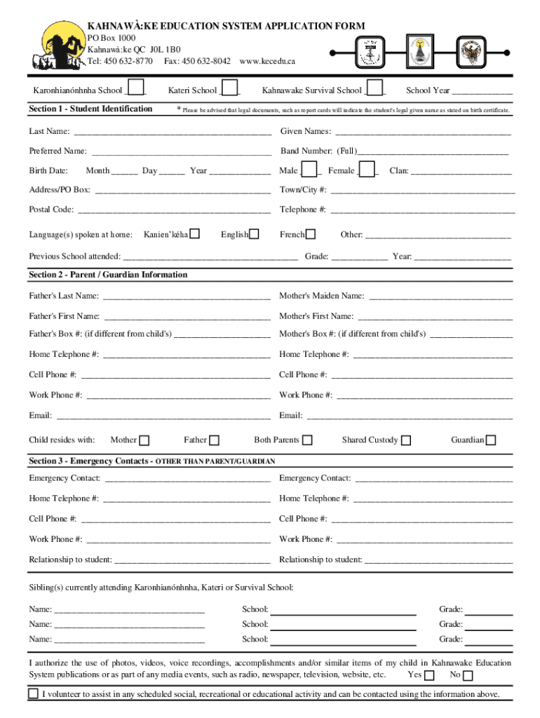 Fillable Online Karonhiannhnha Tsi Ionterihwaiensthkhwa Registration Form. Fax Email Print ...