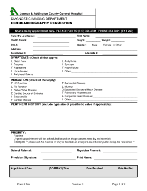 Fillable Online web lacgh napanee on DIAGNOSTIC IMAGING DEPARTMENT ECHOCARDIOGRAPHY REQUISTION ...