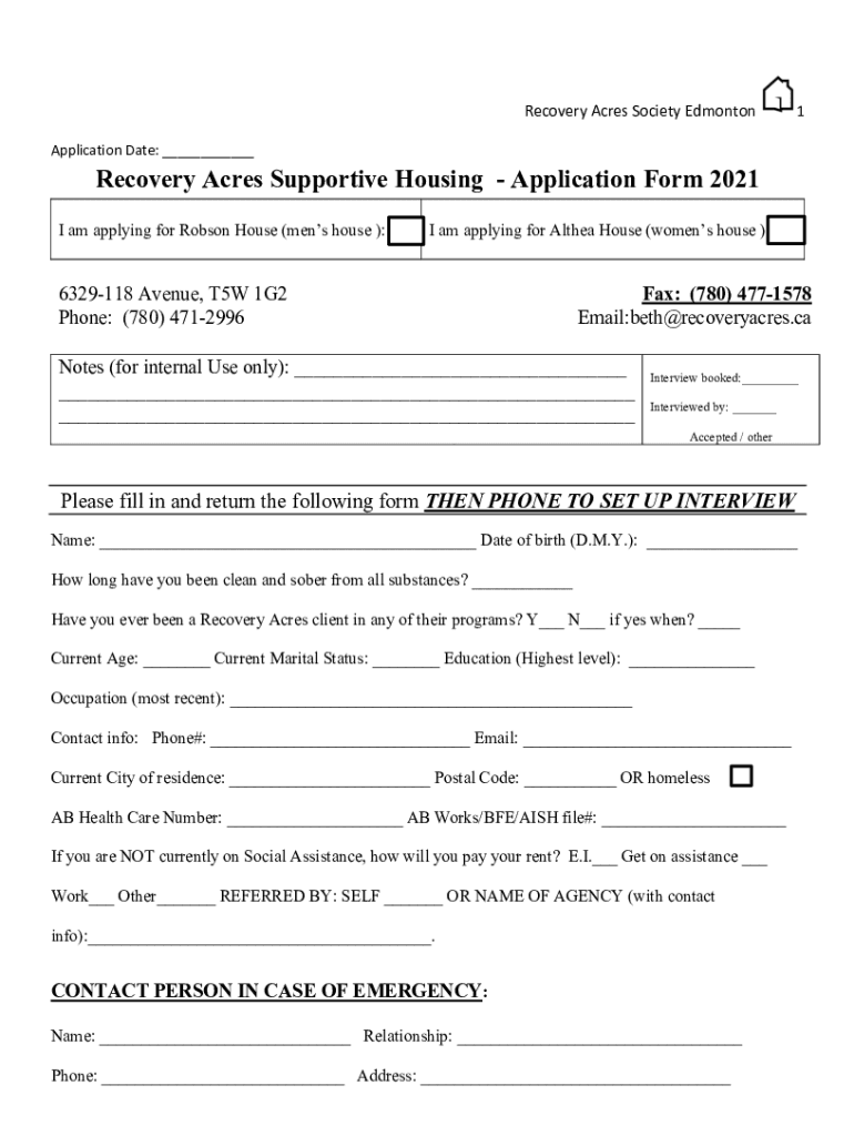 Fillable Online Supportive Housing Application Form 2021.docx Fax Email ...
