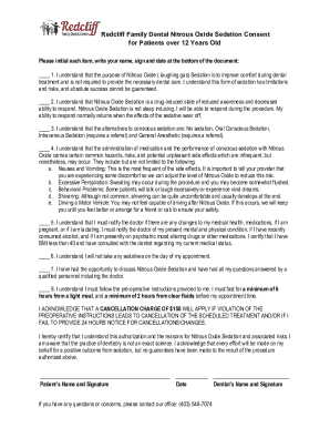 Fillable Online Nitrous Oxide/Oxygen Sedation Consent Form - Family Fax ...