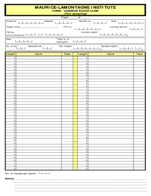 Fillable Online FORM - COMMON RAZOR CLAM Fax Email Print - pdfFiller