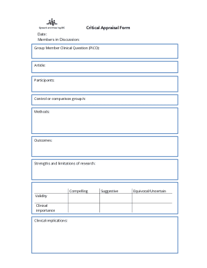 Fillable Online Critical Appraisal Form.docx Fax Email Print - pdfFiller