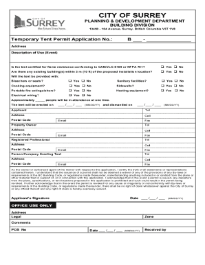 Fillable Online Tent Permit Application Form. Tent Permit Application ...