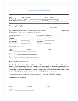 Fillable Online Watermain Test Tie in Request Form. Watermain Test Tie ...