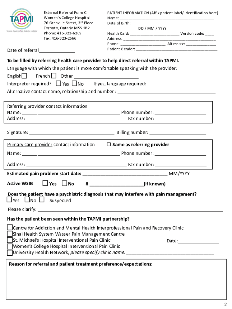 Fillable Online External Referral Form C Fax Email Print - pdfFiller