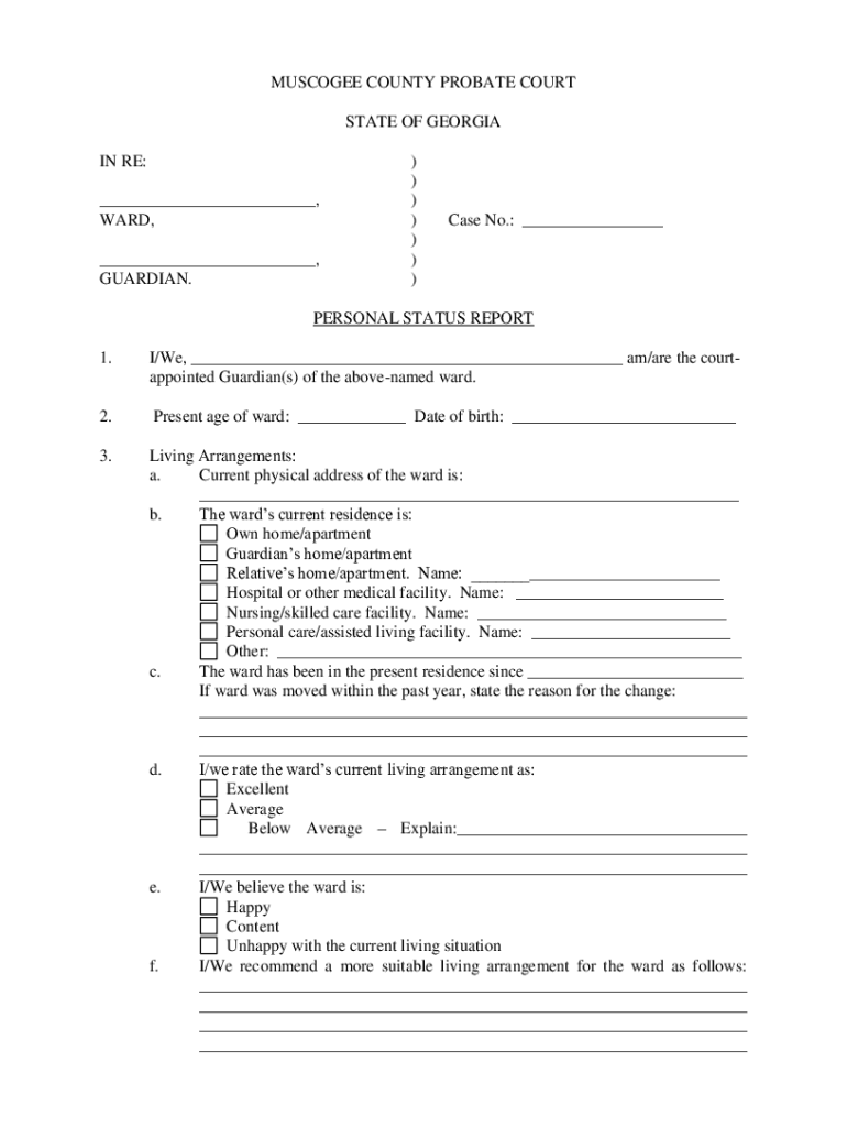 Fillable Online Muscogee County Probate Court Form - Fill and Sign ...
