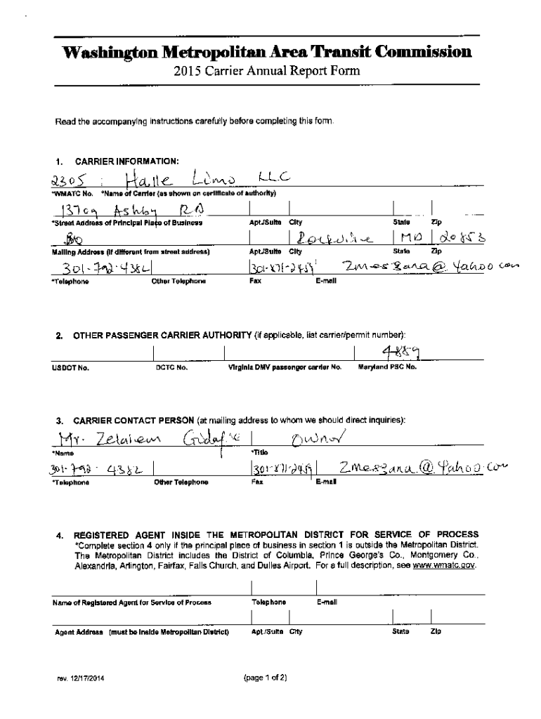 Fillable Online Fillable Online wmatc CARRIER INFORMATION: Ico *WMATC ...