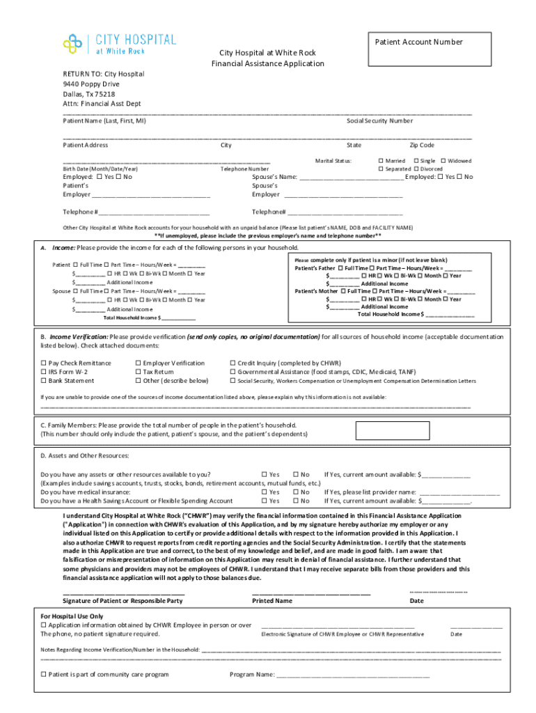 Fillable Online Patient Account Number City Hospital at White Rock ...