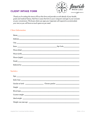 Fillable Online CLIENT INTAKE FORM - Showit Fax Email Print - pdfFiller