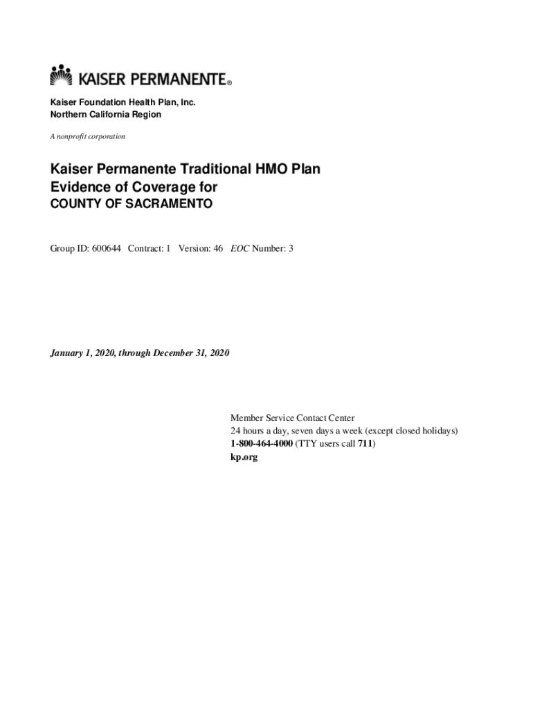 Fillable Online 600644.1-46 EOC #3 - Kaiser Permanente Traditional HMO ...
