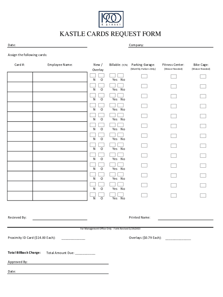 Fillable Online PDF KASTLE CARDS REQUEST FORM - 1900 K Street Fax Email ...