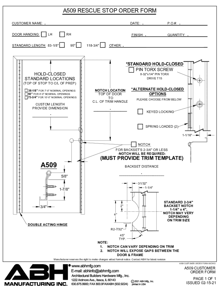 Fillable Online A509 RESCUE STOP ORDER FORM Fax Email Print - pdfFiller