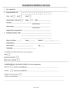 Fillable Online REPUBLIC OF MAURITIUS P.S.C. Form 7 PUBLIC SERVICE ...
