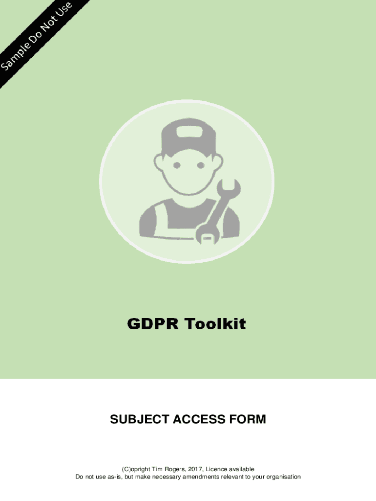 Fillable Online Sample GDPR Subject Access Request Form Fax Email Print ...