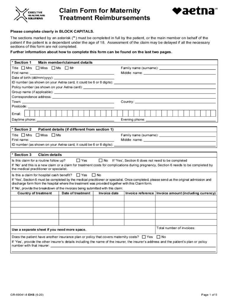 Fillable Online Claim Form for Maternity Treatment ReimbursementsHow do ...