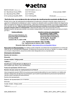 Fillable Online Reconsideration Request FormSpanish for Aetna Web ...