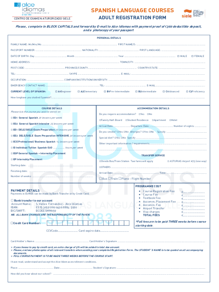 Fillable Online Spanish Language Certificate - School of Continuing ...