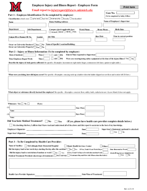 Fillable Online Employee Injury and Illness Report -Employee Form Fax ...